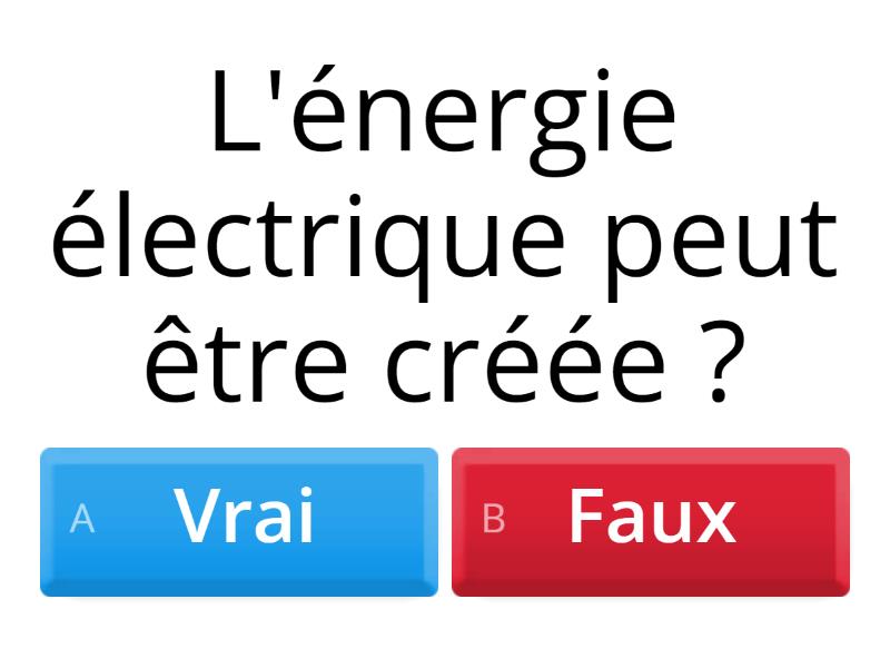 Produire de l'énergie électrique - Quiz