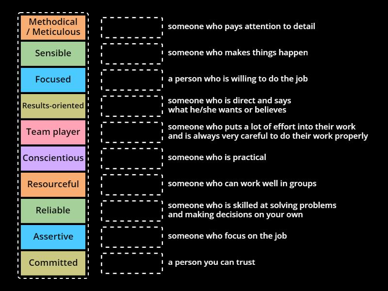 Personality traits in the workplace - Match up