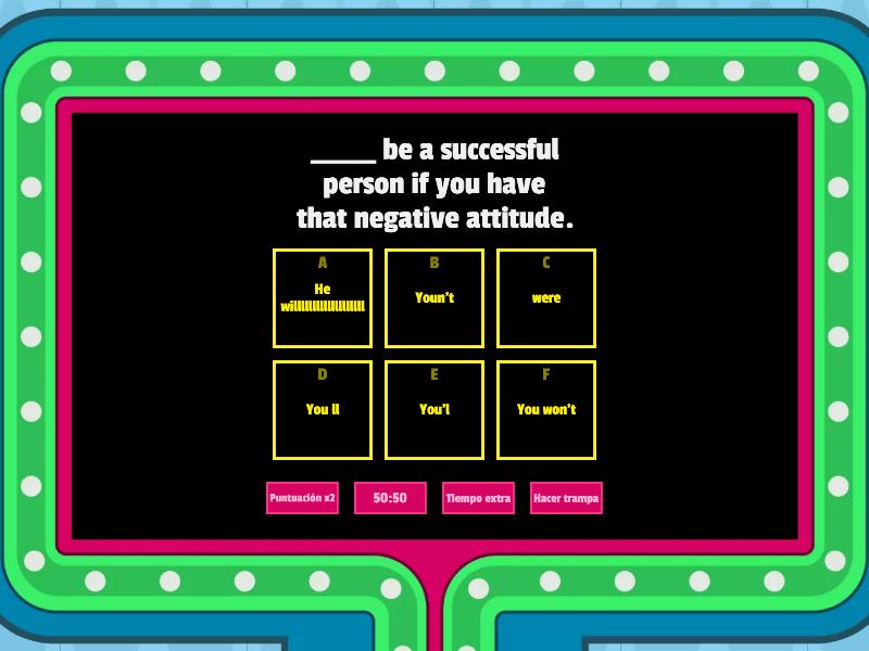 Future simple "will & won't" - Gameshow quiz