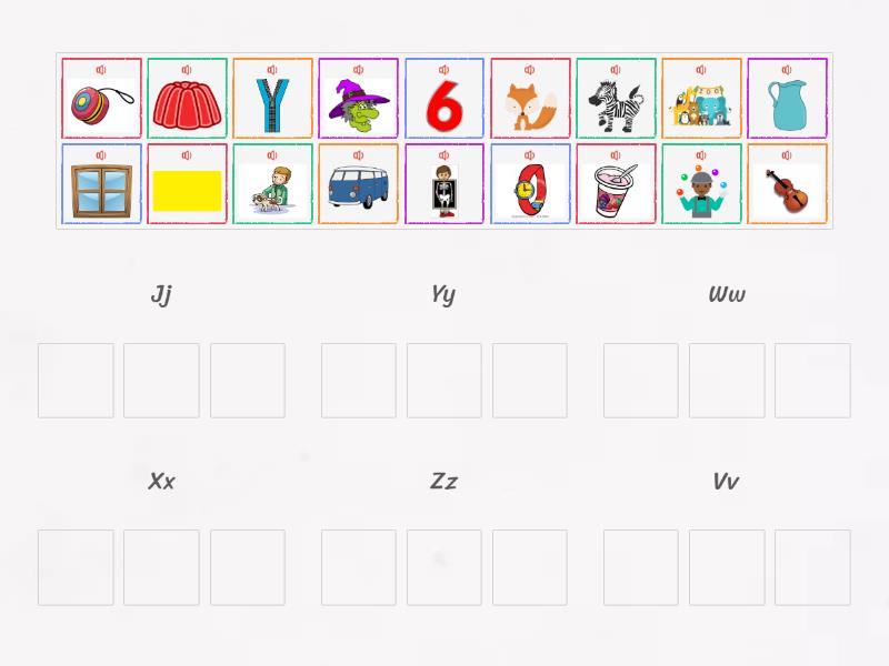 Floppy phonics j,y,w,x,z,v - Group sort