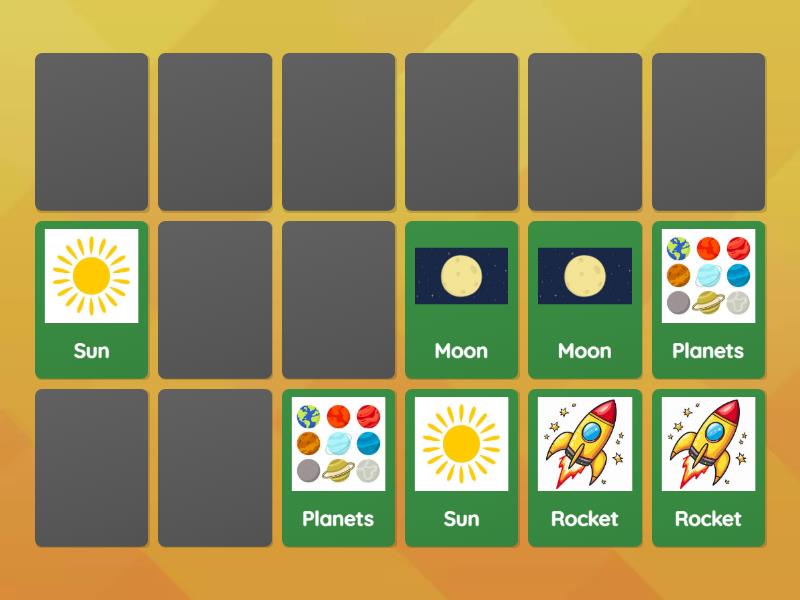 solar system MEMORY GAME - Matching pairs