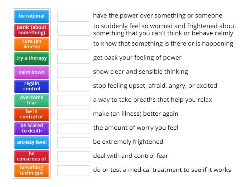 Unit 5.1 Dealing with emotions - Match up