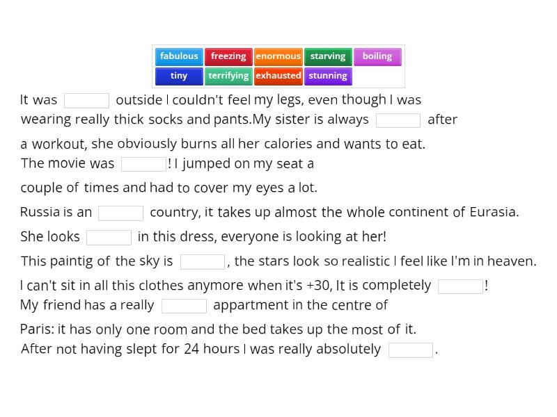 Extreme adjectives - Complete the sentence