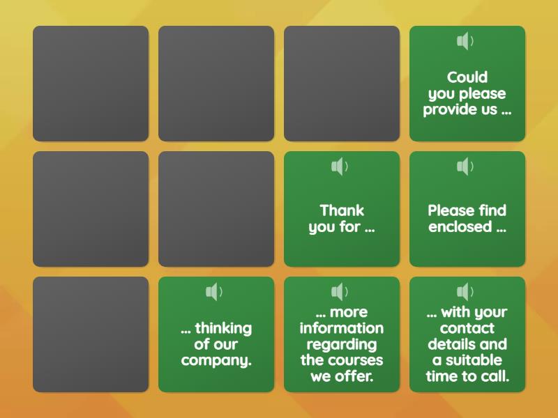 B1 - B2: A Professional Email - Matching pairs