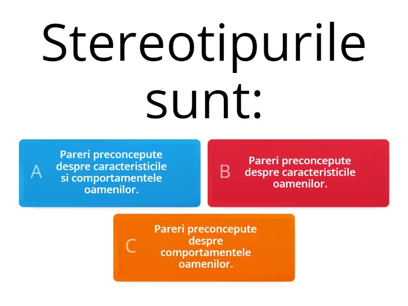 Stereotipuri, prejudecati si discriminari - Cuestionario