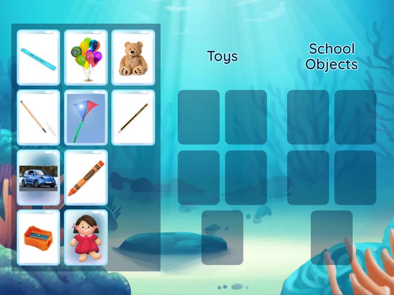 Toys and School Objects Game - Group sort