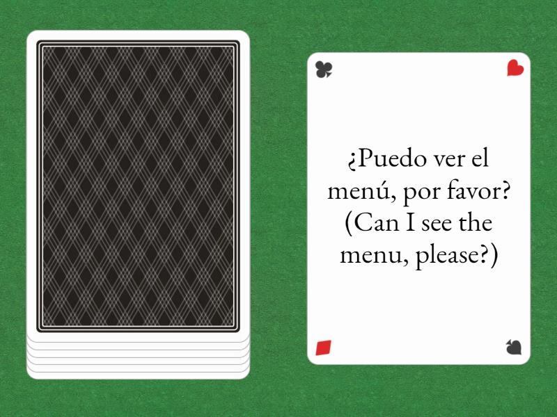 Para pedir en el restaurante - Speaking cards