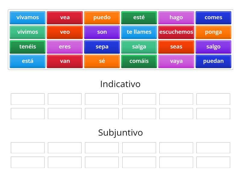 Presente del indicativo y presente del subjuntivo - Group sort