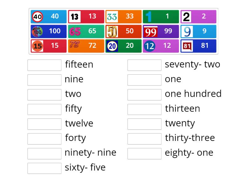 Random numbers 1-100 - Match up