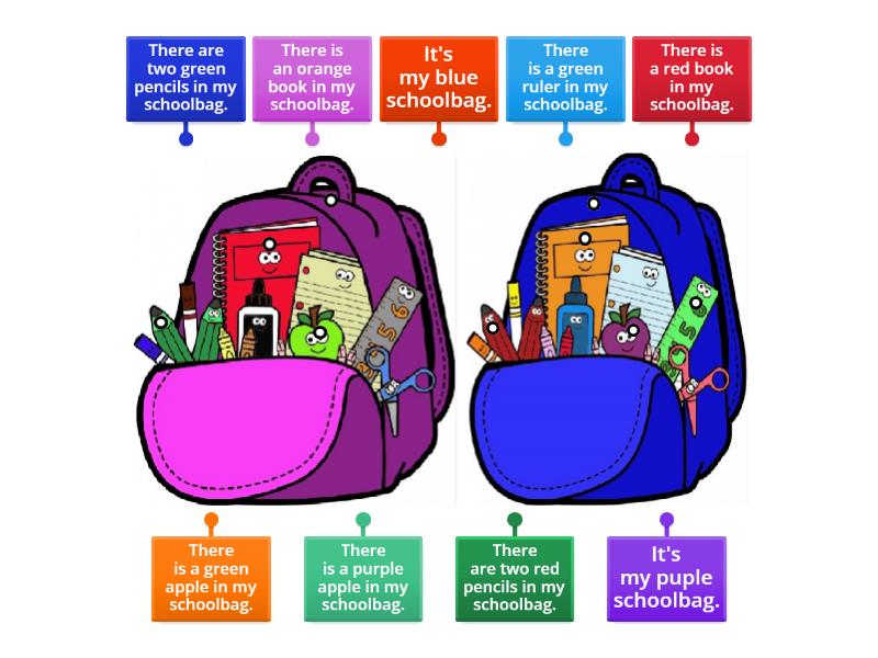 What's in your schoolbag? - Labelled diagram