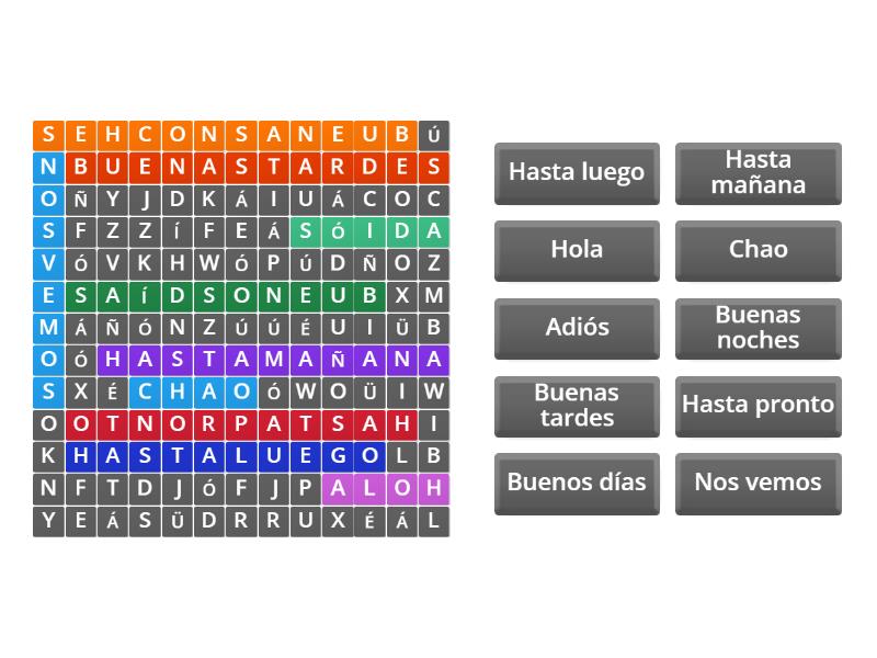 Saludos y despedidas - Wordsearch