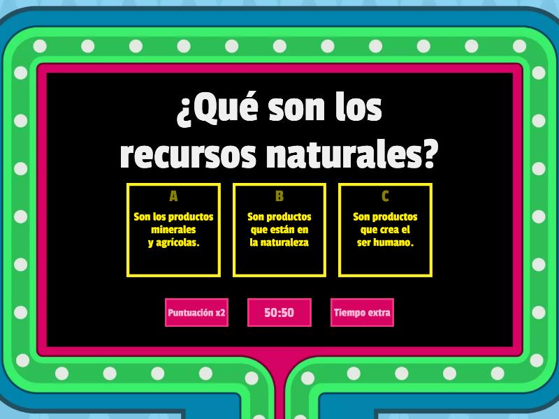 Recursos naturales. - Gameshow quiz