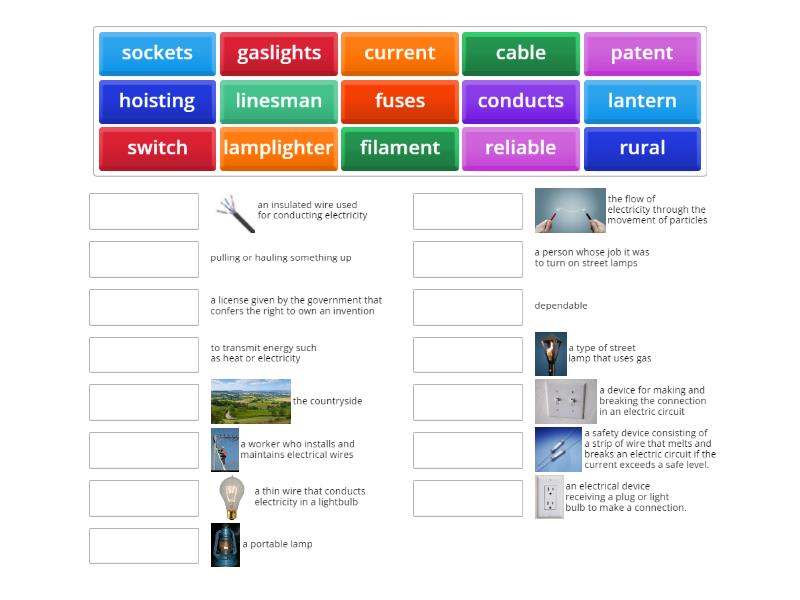 Electricity Words - Match up