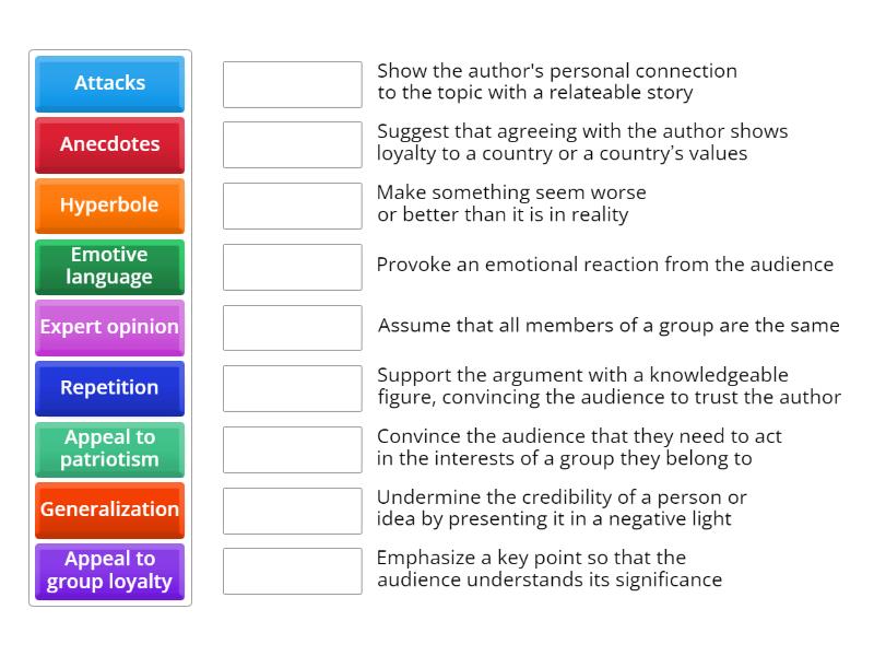 Intended Effects of Persuasive Techniques - Match up