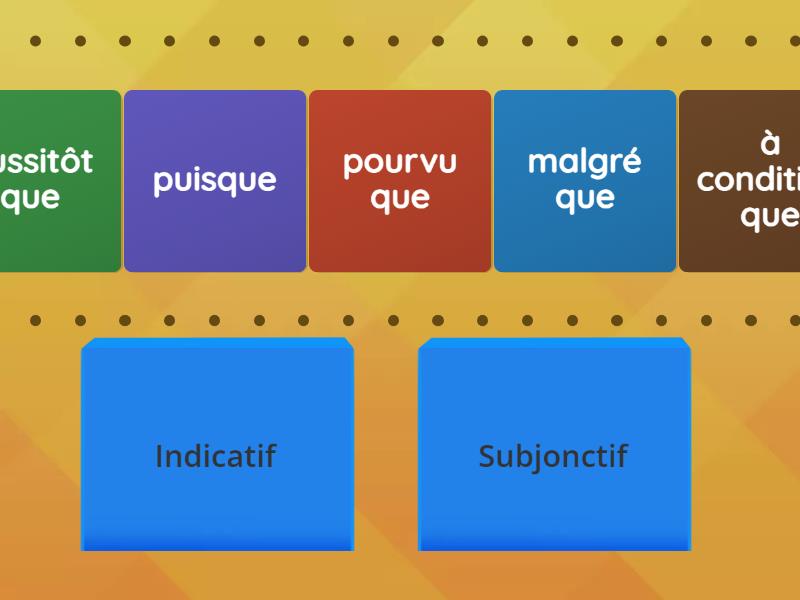 FR 4 Conjonctions - (subjunctive ou indicatif ?) - Speed sorting