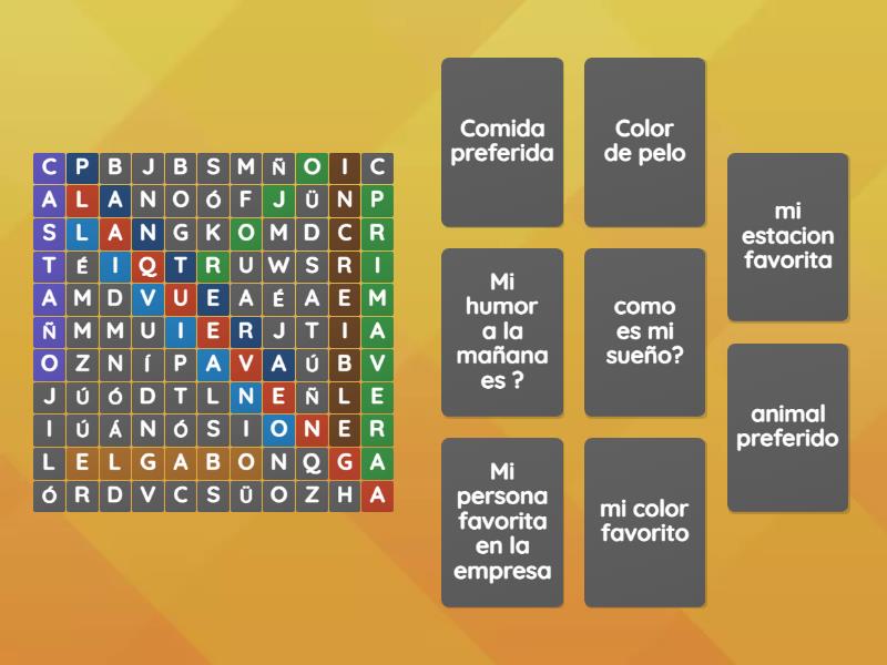 Amigo invisible - Sopa de letras