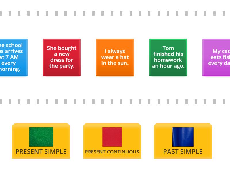 1 Present Simple,Continuous, Past Simple - Speed sorting
