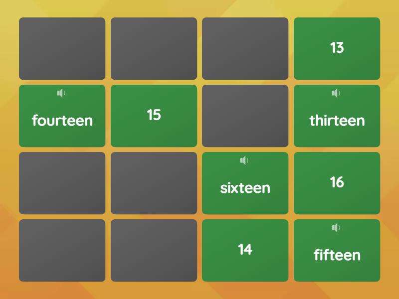 Numbers 13-20 - Matching pairs