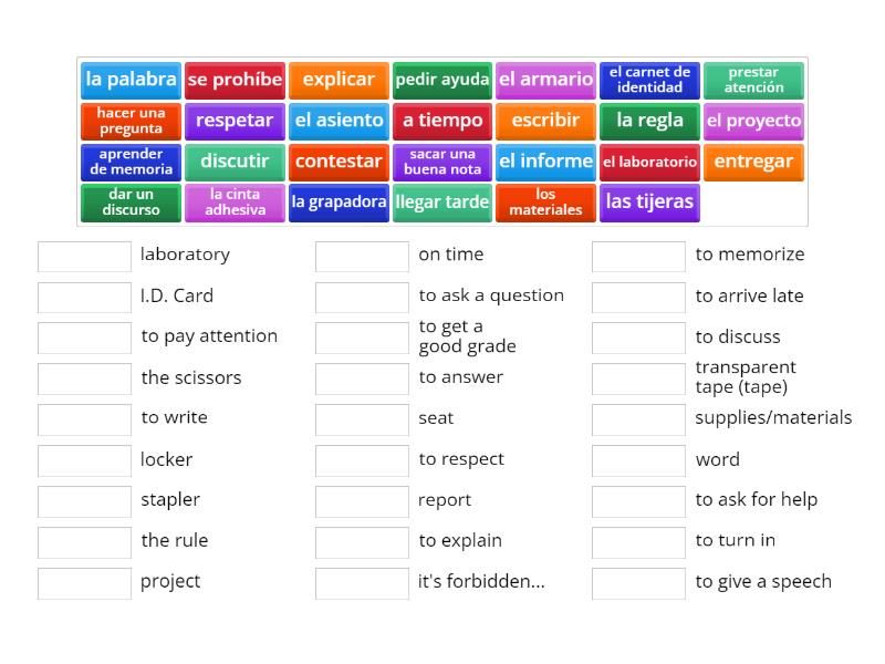 Autentico 2 1A-Vocab - Match up