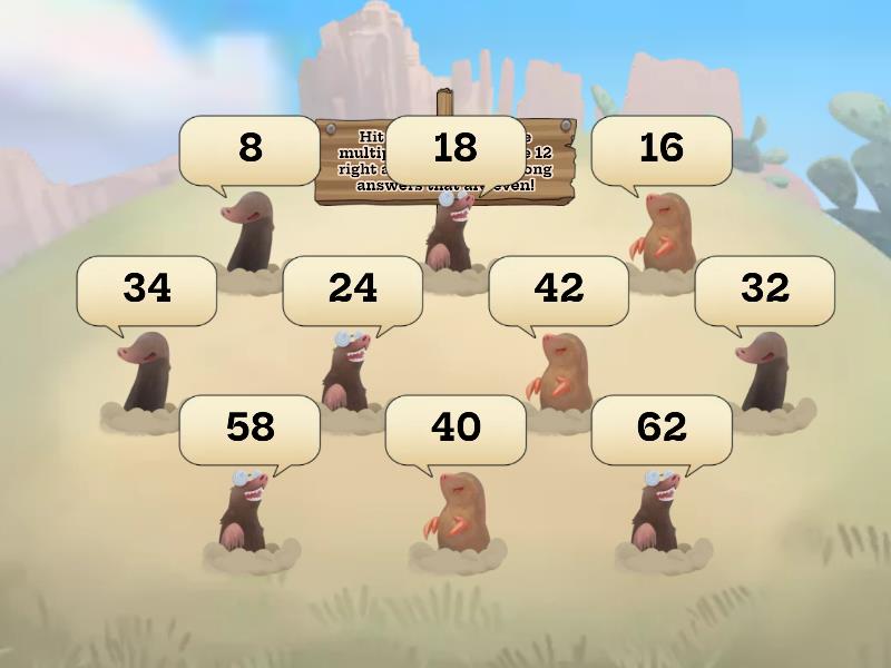 WaM 8x table - Level 2 (8 levels) - Whack-a-mole