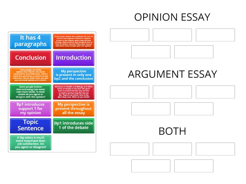 Ielts Opinion Vs Argument Ordenar Por Grupo