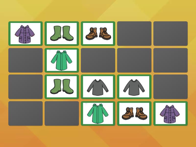 Clothes memory game - Matching pairs