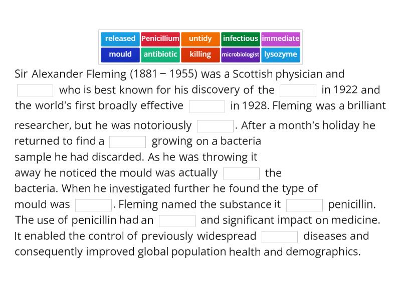 Penicillin History - Complete the sentence