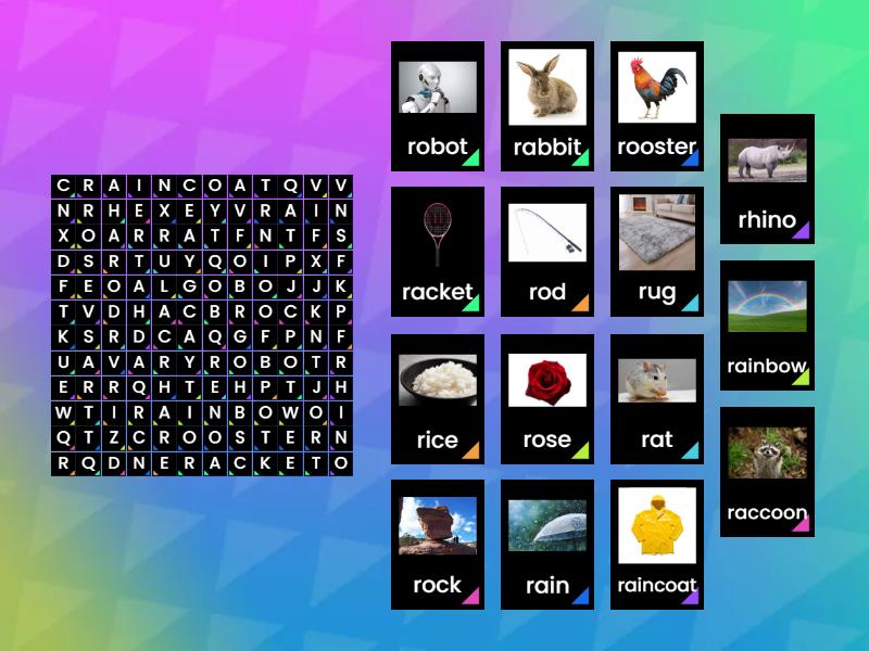 Letter r - word search - MEIE - Wordsearch