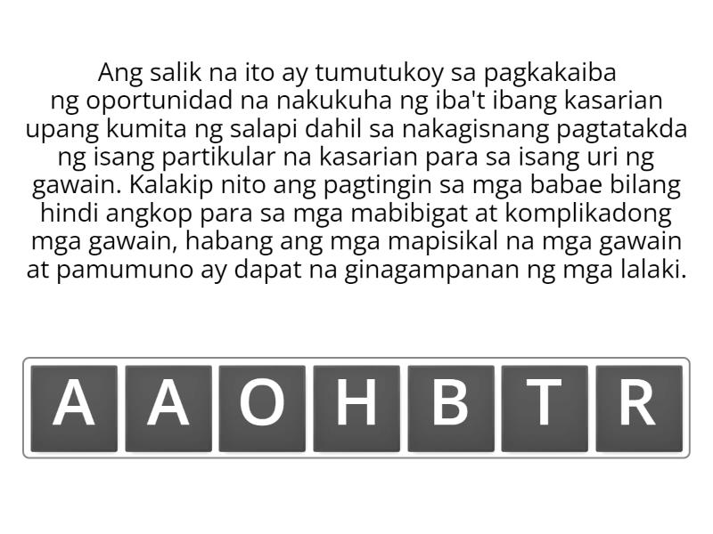 Mga Salik na Nagiging Dahilan ng Pagkakaroon ng Diskriminasyon sa Kasarian - Anagrama