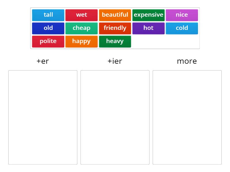Comparative adjective - Categorize