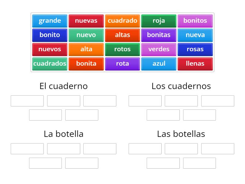 Los adjetivos - Group sort