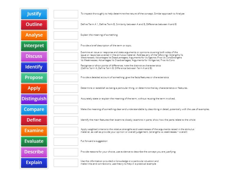 Task Words - Match up