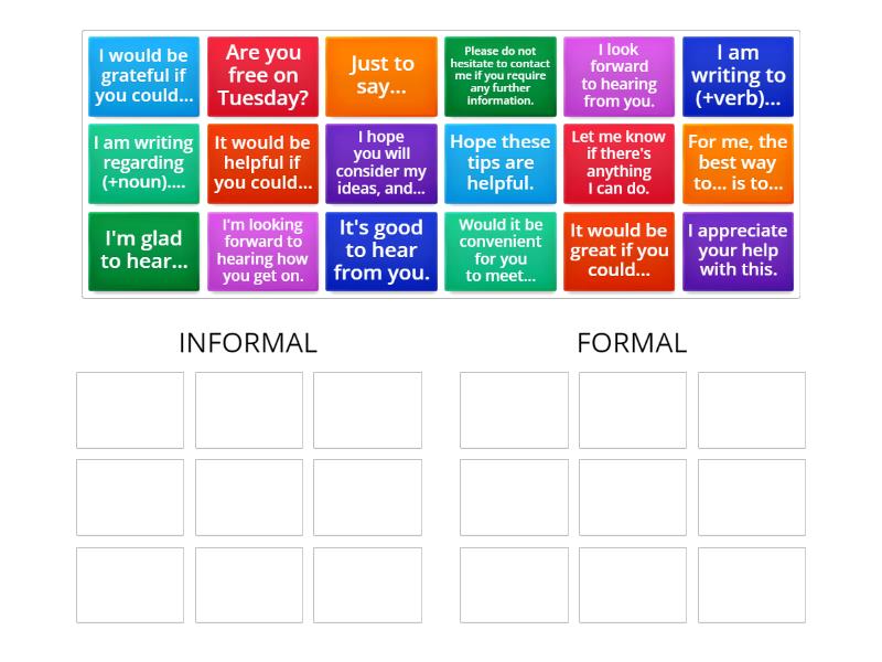 Formal vs informal phrases - Group sort