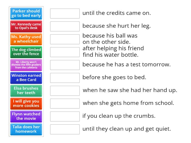 Complex Sentences - Match up