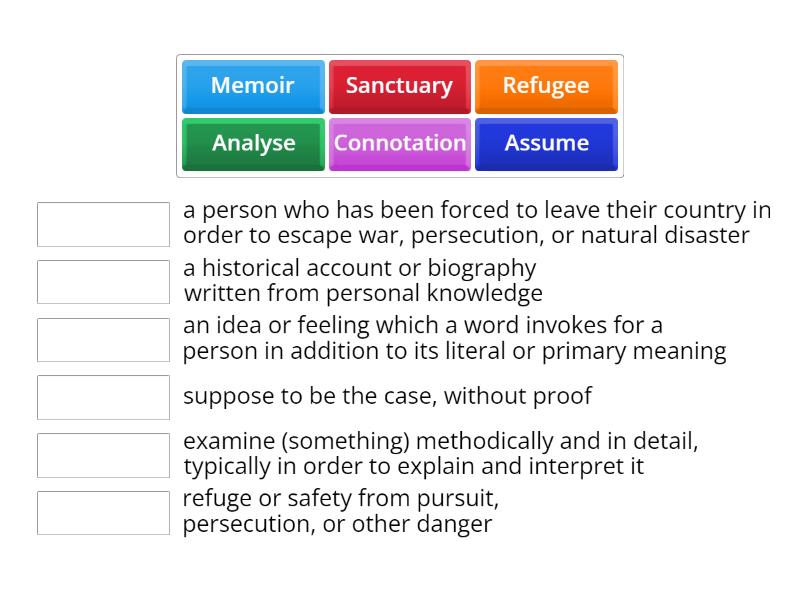 The Happiest Refugee Vocabulary - Match up