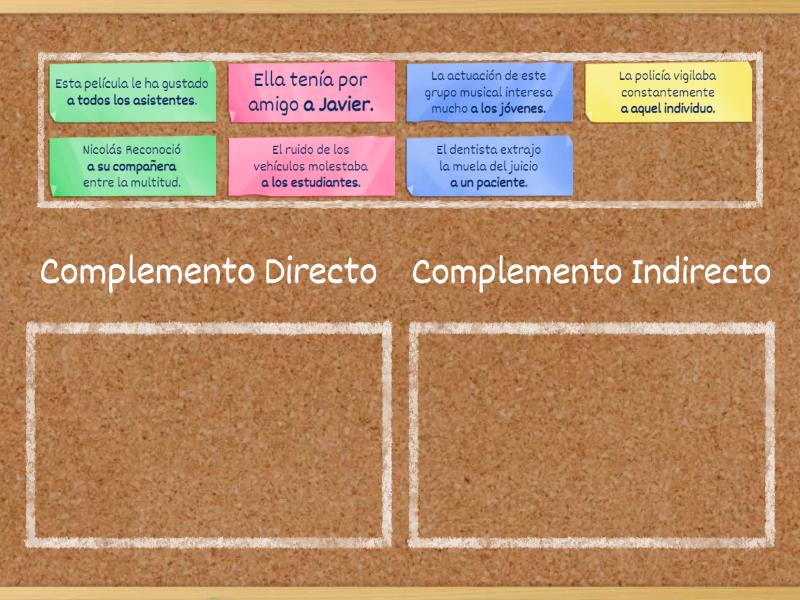 Complemento Directo o Indirecto - Ordenar por grupo