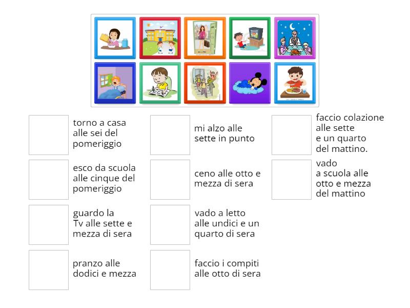 HOURS AND DAILY ROUTINE in Italian - Match up