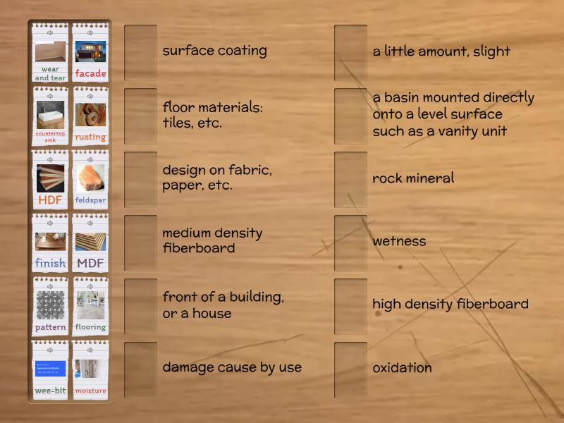 Interior Design-Glossary 27 - Match up