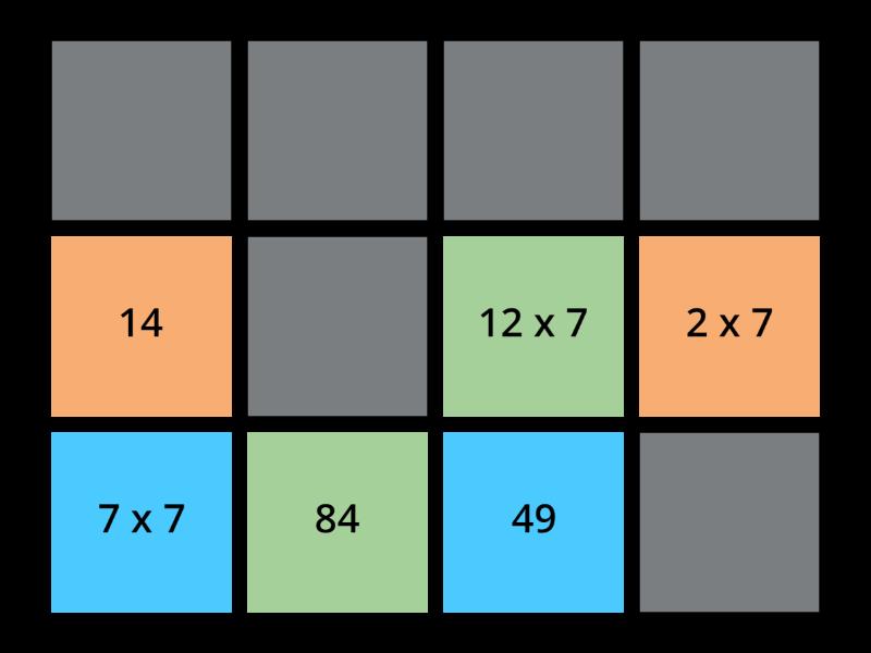 7 X Tables Set 2 - Matching pairs