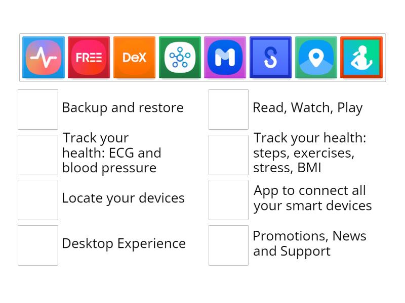 Samsung Apps and their functions - Match up