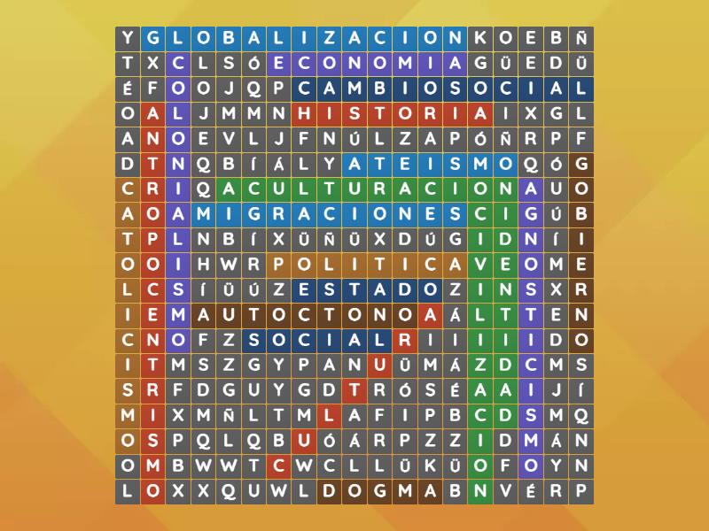 SOPA DE LETRAS DE SOCIALES - Wordsearch