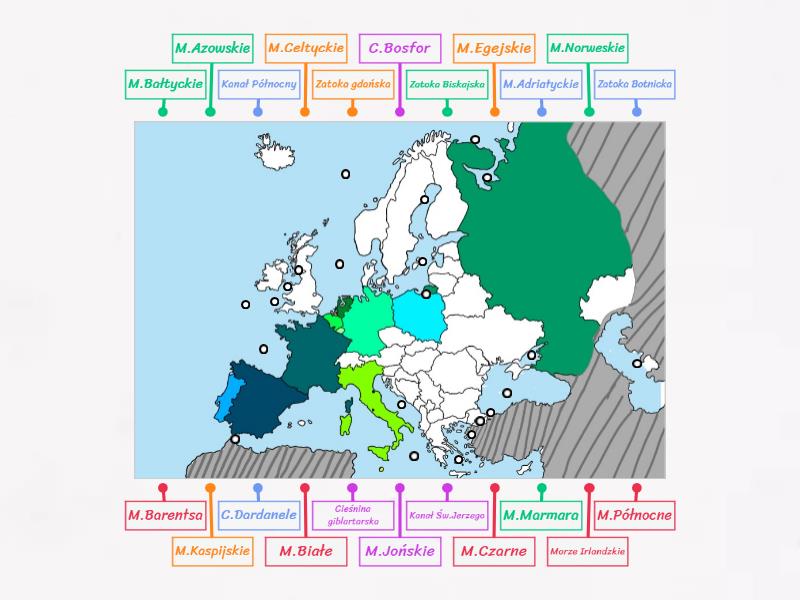 Morza Europy - Labelled diagram
