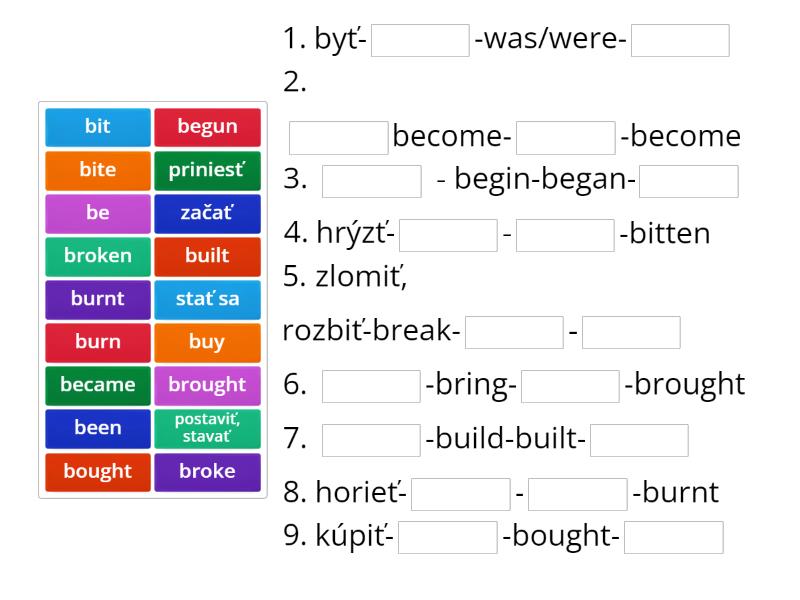 1. IRREGULAR VERBS_B - Missing word