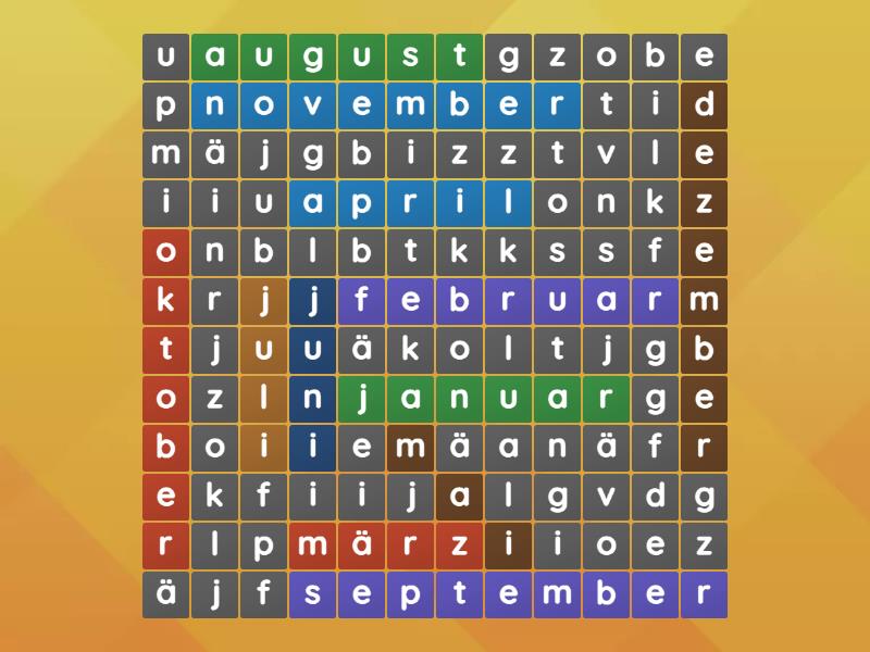 JGF - Months in German - - Wordsearch