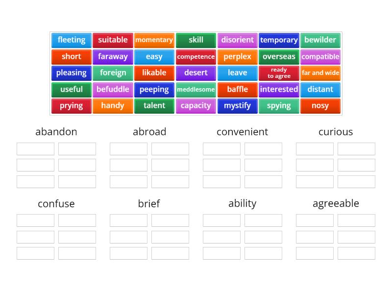 Spinning Synonyms - Group sort