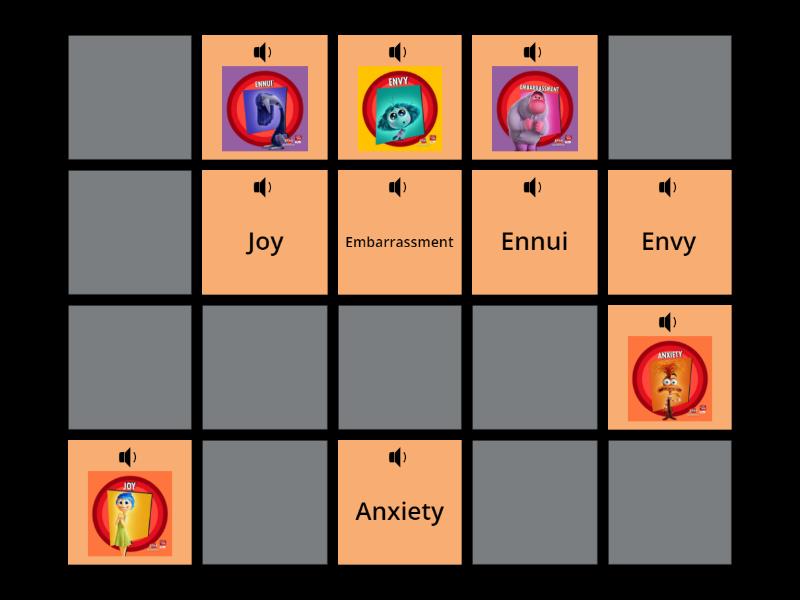 Feelings - Inside Out Class - Memory Game - Matching pairs