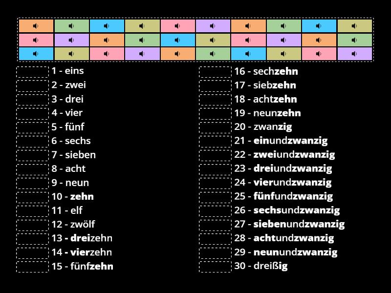 Zahlen 1-30 - It's a Match