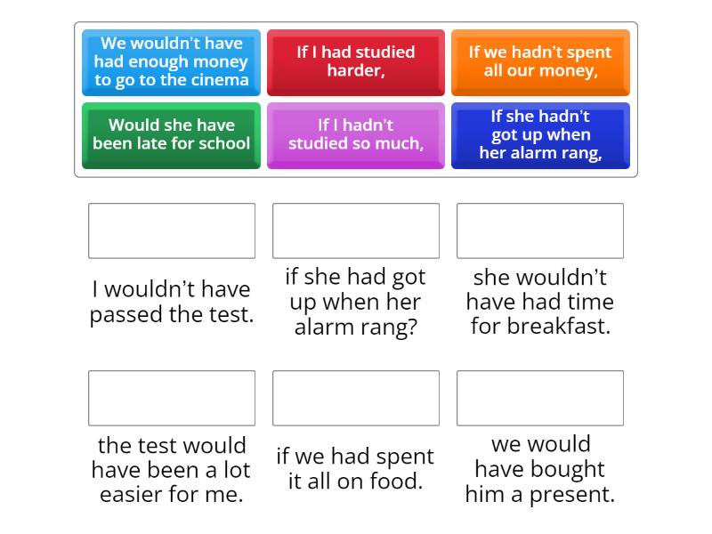 Match the parts of the sentence. - Match up