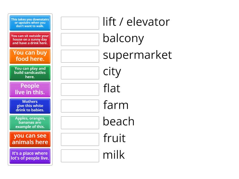 Movers - reading - part 1 - Match up