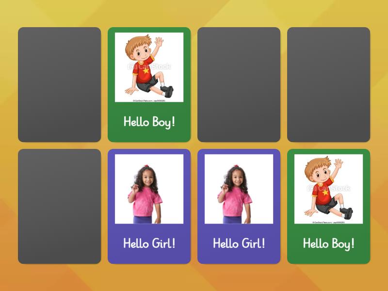 Greetings for KIDS!! - Matching pairs